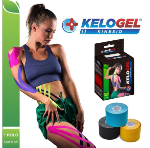 FITA KINÉSIO TAPE BANDAGEM ELÁSTICA KELOGEL PREMIUM 5CMX5M 5UN - MEDFO